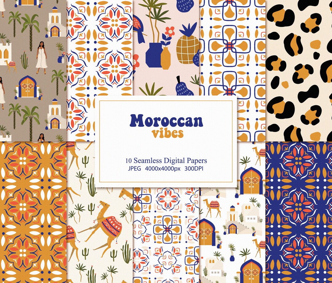 Moroccan Digital Paper - Scrapbook Papers - Seamless Patterns Tiles ...