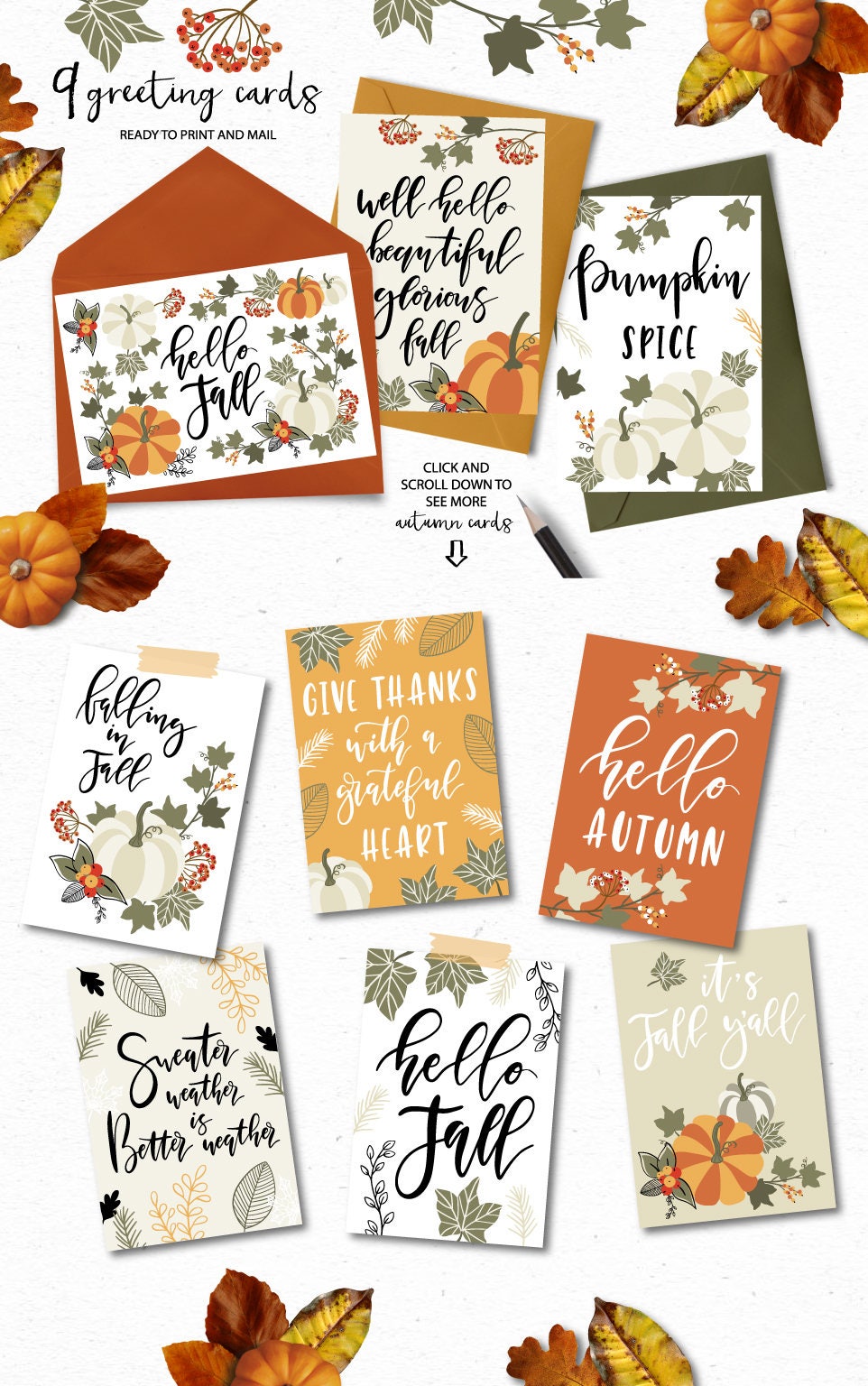 Autumn / Fall / Lettering / Quote / Clip Art / Pumpkin / - Etsy