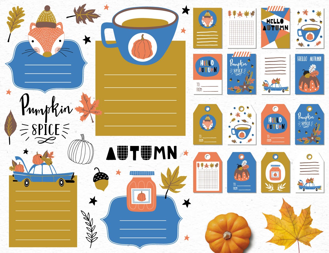 Autumn Clipart / Fall / Pumpkin / PNG / Thanksgiving / Fox / - Etsy