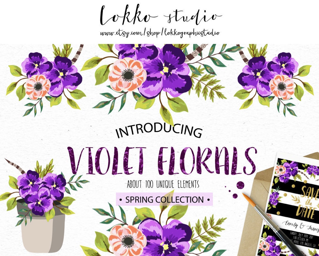 Wedding Watercolor / Floral / Clipart / Wreath / Spring / Flowers ...