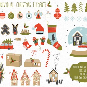 Christmas Clipart / Santa / Gingerbread Man / Snowman / Trees / Houses ...