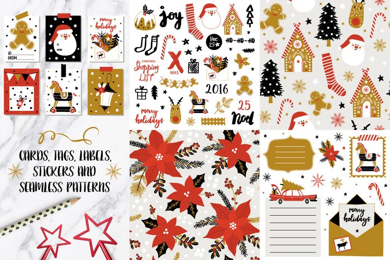 Christmas Clipart / Santa / Gingerbread Man / Snowman / - Etsy