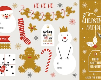 Christmas Clipart / Santa / Gingerbread Man / Snowman / Trees | Etsy