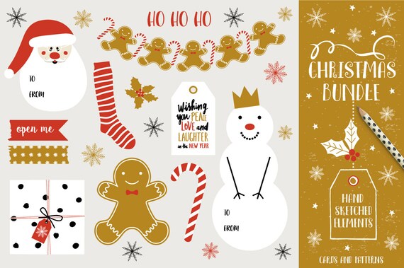 Christmas Clipart / Santa / Gingerbread Man / Snowman / - Etsy