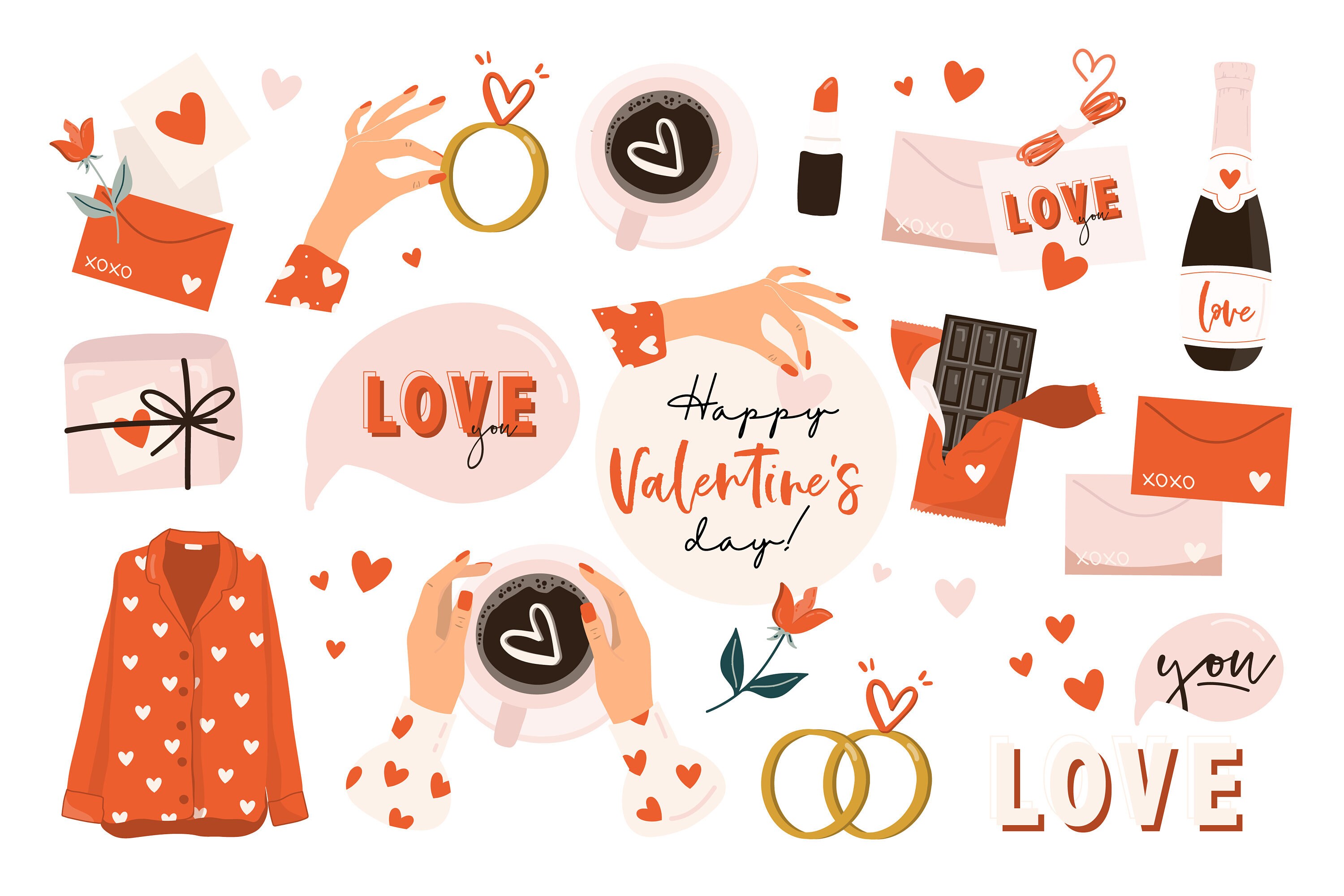 Valentine's Day / Clipart / Overlays / Love / Heart / | Etsy