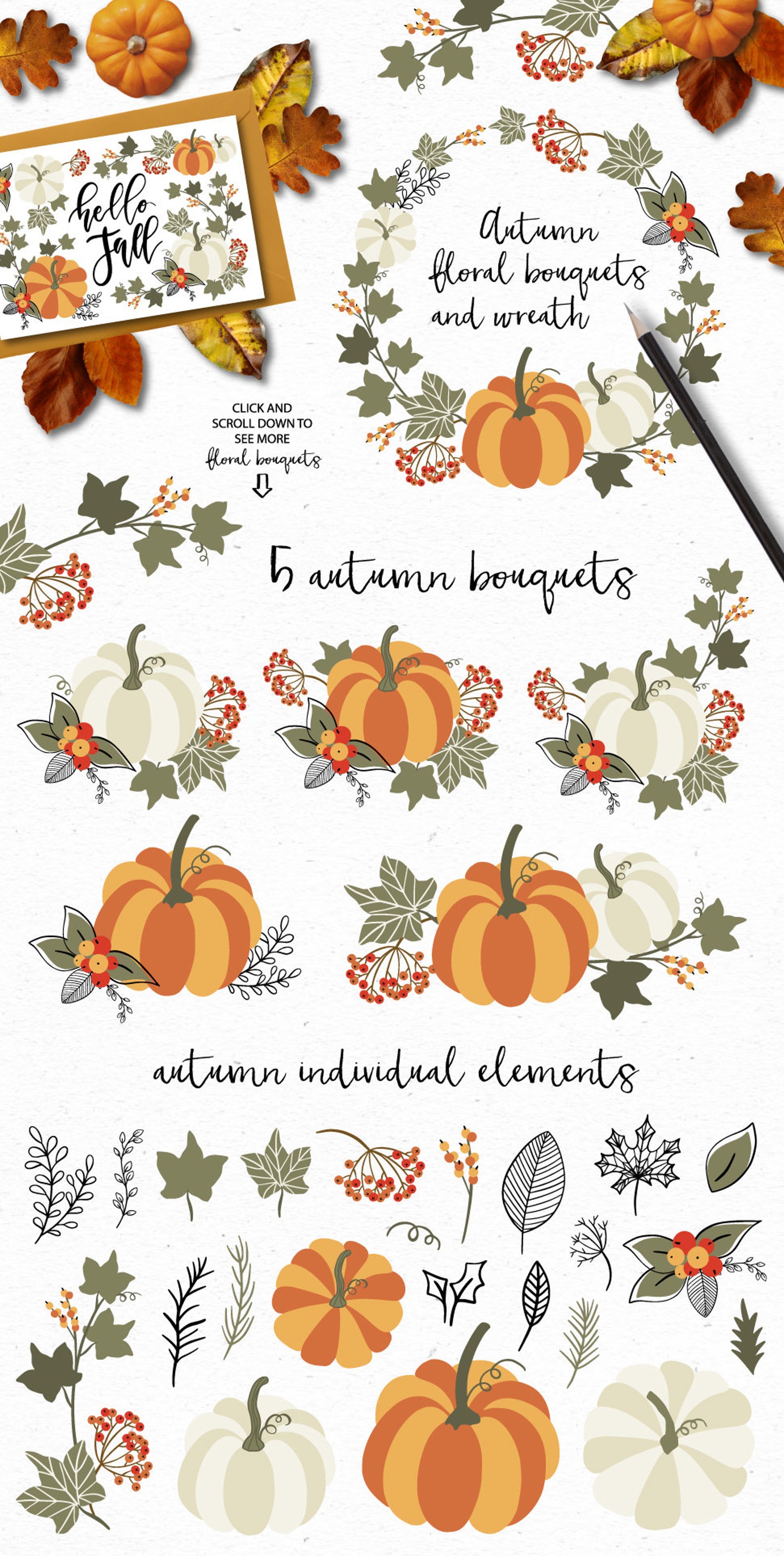 Autumn / Fall / Lettering / Quote / Clip Art / Pumpkin / - Etsy