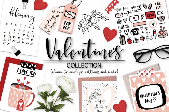 Valentine's Day / Clipart / Overlays / Love / Heart / | Etsy