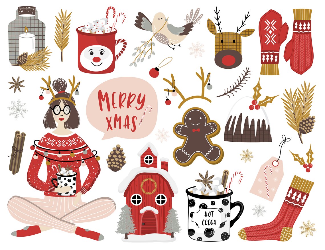 Christmas Clipart / Christmas Clip Art / Winter / Hand Drawn / PNG ...
