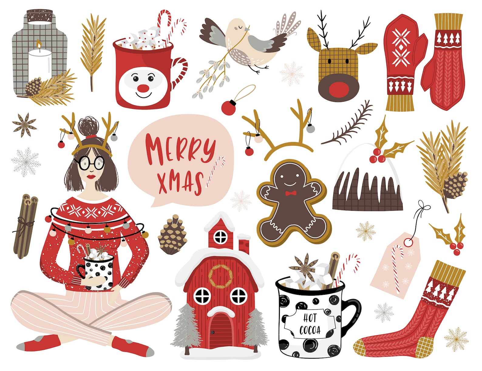 Christmas Clipart / Christmas Clip Art / Winter / Hand Drawn / PNG ...