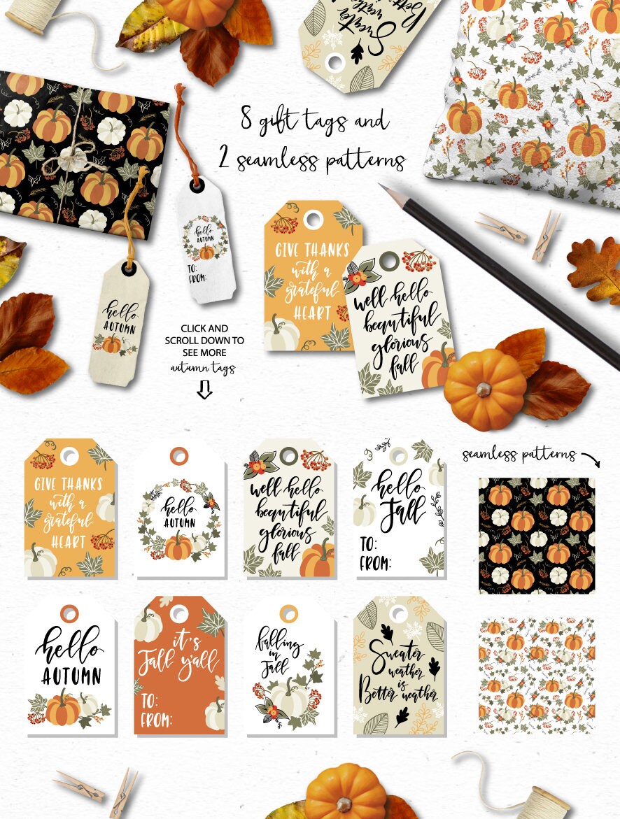Autumn / Fall / Lettering / Quote / Clip Art / Pumpkin / - Etsy
