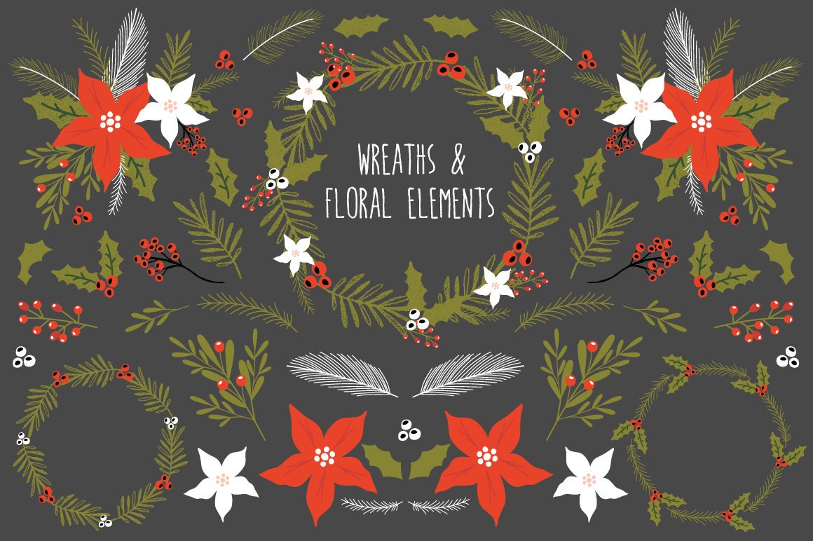 Christmas Clipart / Santa / Gingerbread Man / Snowman / Trees - Etsy