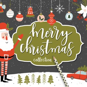 Christmas Clipart / Santa / Gingerbread Man / Snowman / Trees / Houses ...