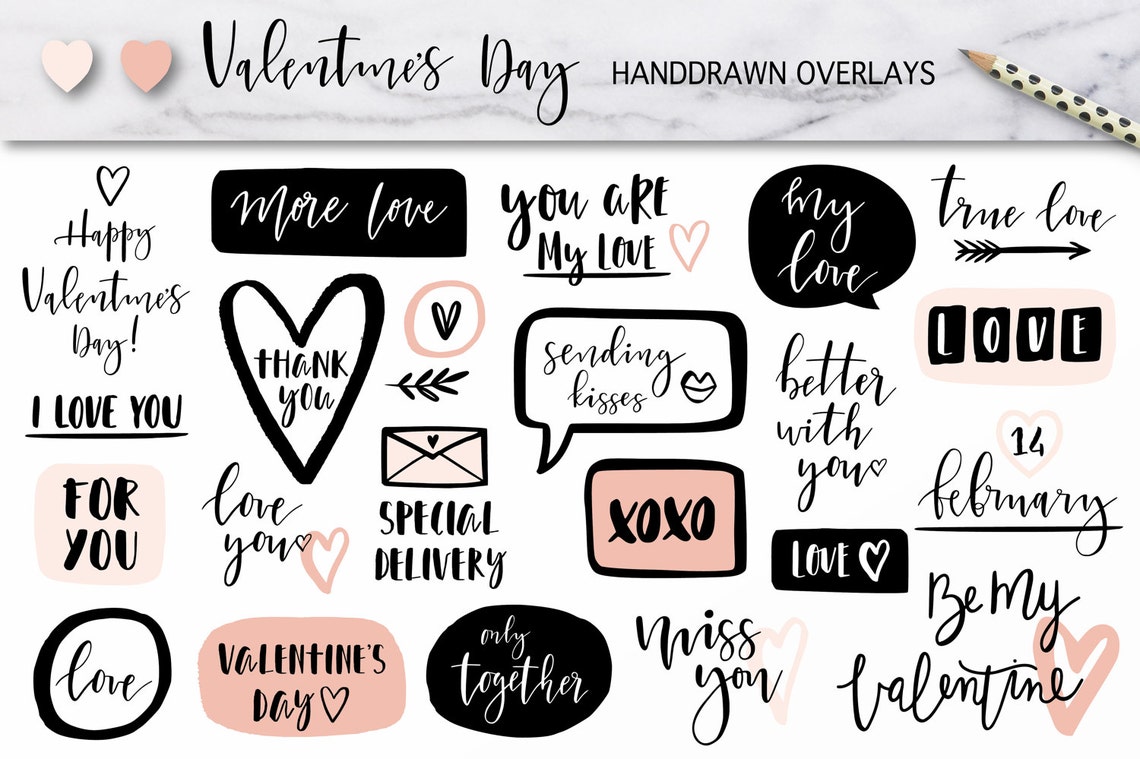 Valentine's Day / Clipart / Overlays / Love / Heart / - Etsy