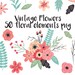 Vintage Flowers Clipart, Floral Elements Clipart, Wedding Clipart ...