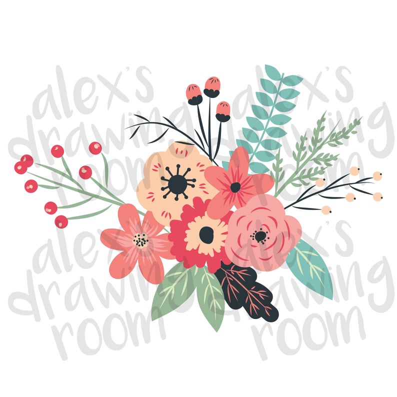 Vintage Flowers Clipart, Floral Elements Clipart, Wedding Clipart ...