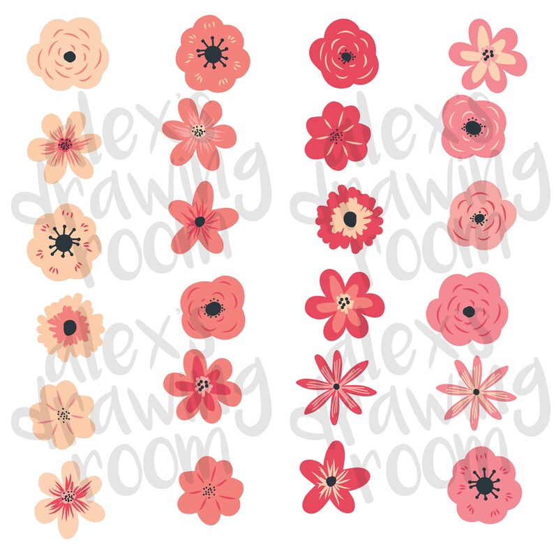 Vintage Flowers Clipart, Floral Elements Clipart, Wedding Clipart ...