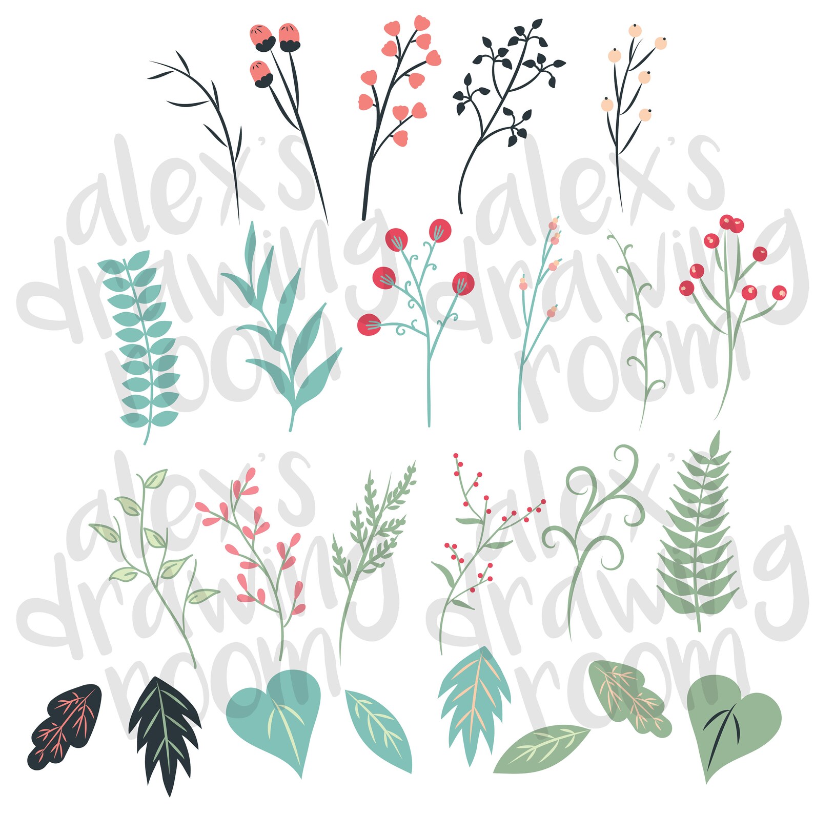 Vintage Flowers Clipart, Floral Elements Clipart, Wedding Clipart ...