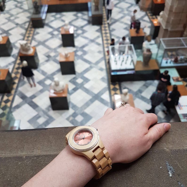 Wood Wrist Watch the Akira - Copper Pink on Maple Wood, Minimalist ...