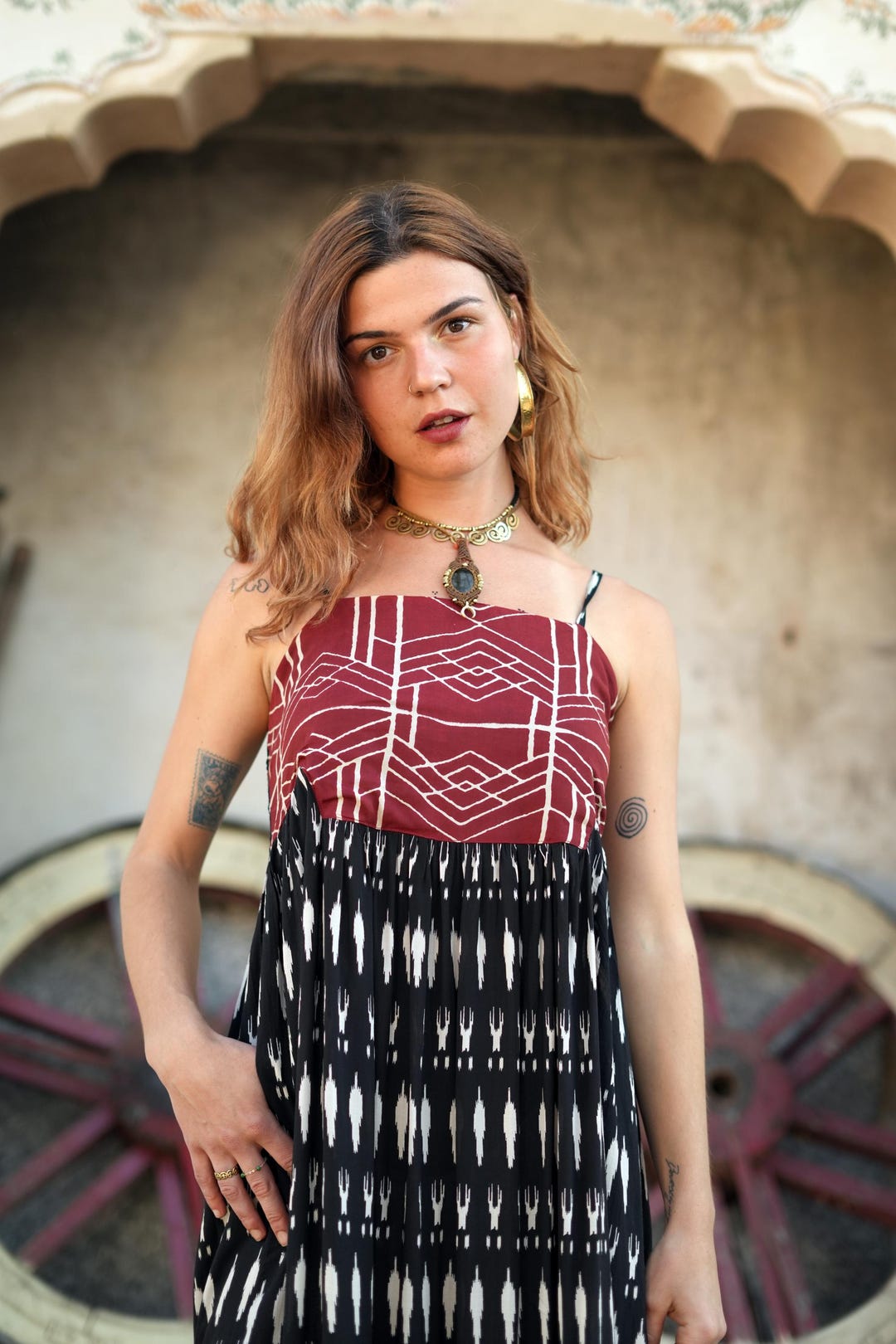 Tribal Block Print A-line Midi Dress – Cotton Beauty With Pockets ...