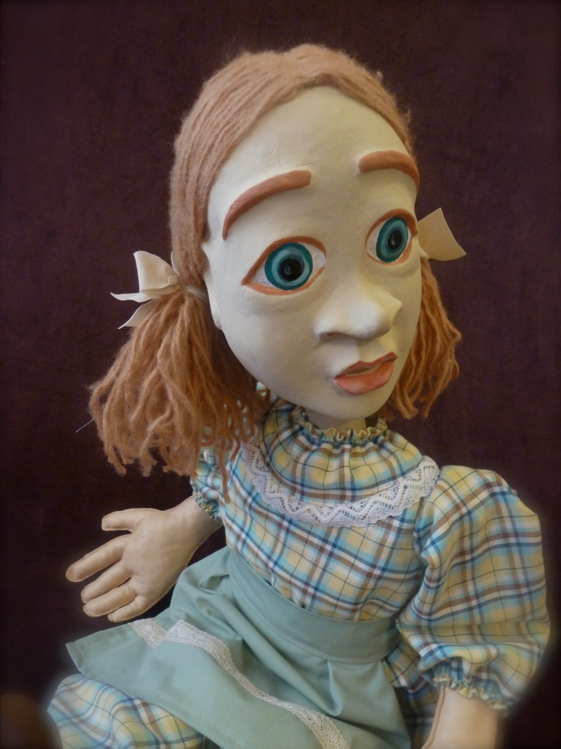 Handmade Girl Puppet in Vintage Style, OOAK Girl Puppet, Bunraku Style ...