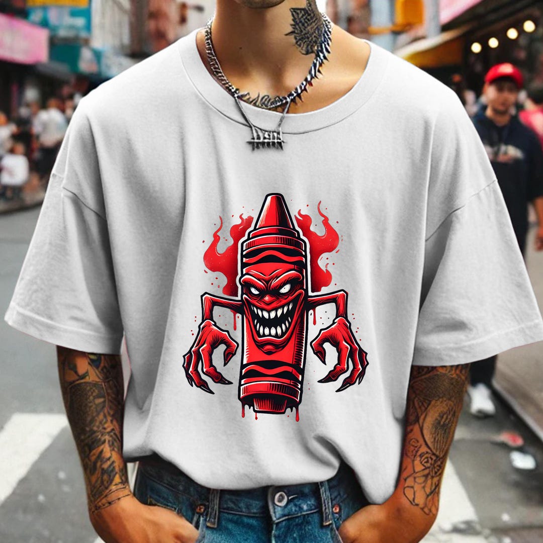 Evil Crayon Tee, Crayola From Hell Shirt, Halloween Shirt, Spooky ...