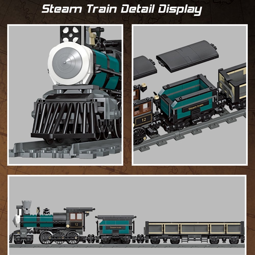 Toys Building & Construction 560 Pieces Green Locomotive Steam Old ...