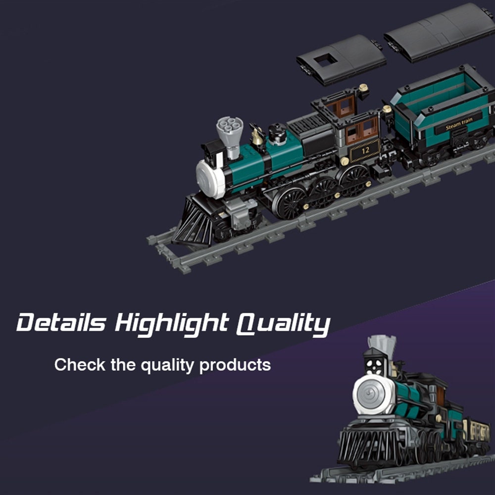 Toys Building & Construction 560 Pieces Green Locomotive Steam Old ...