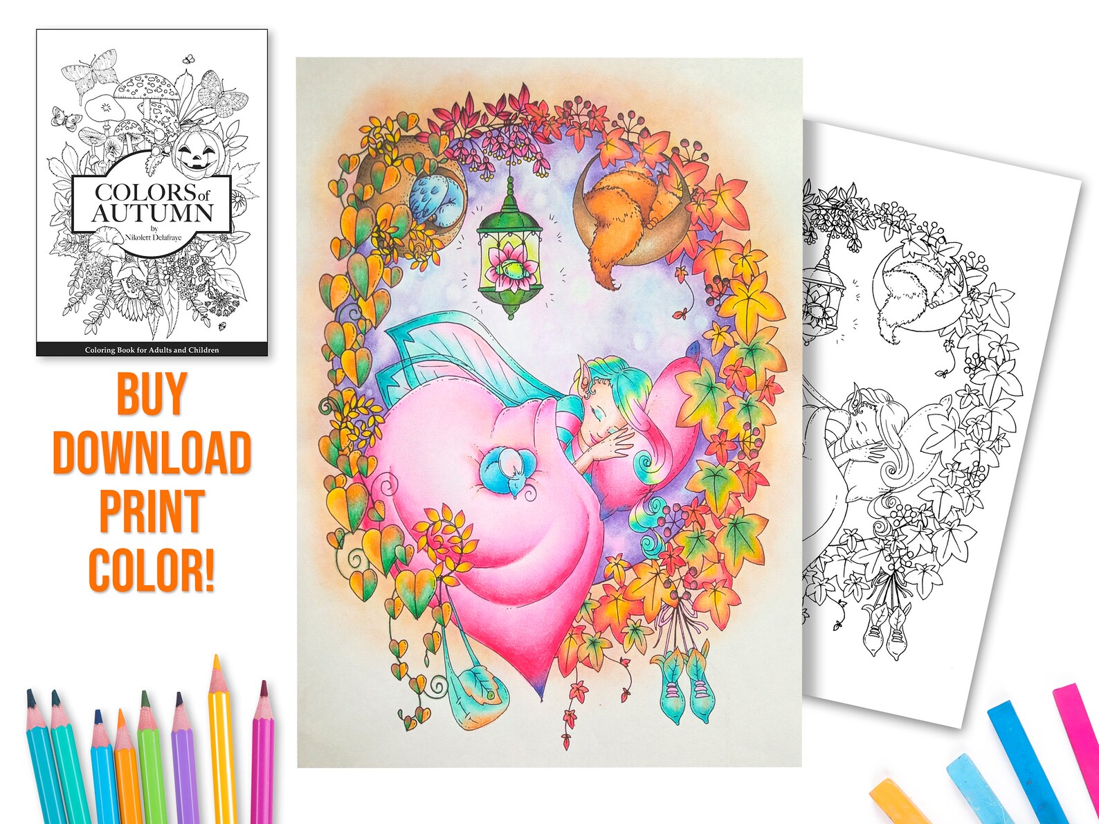 Autumn Coloring Book DIGITAL Printable Adult Kids Coloring - Etsy