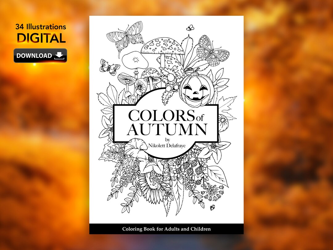 Autumn Coloring Book DIGITAL | Printable Adult Kids Coloring Page ...