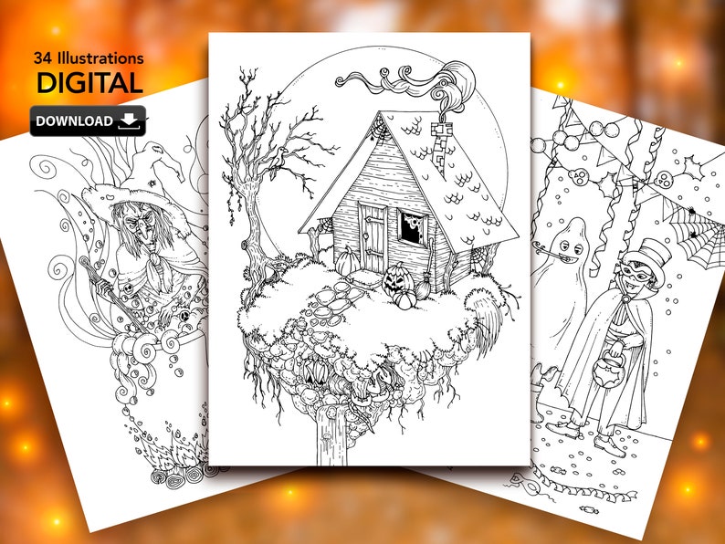 Autumn Coloring Book DIGITAL Printable Adult Kids Coloring - Etsy