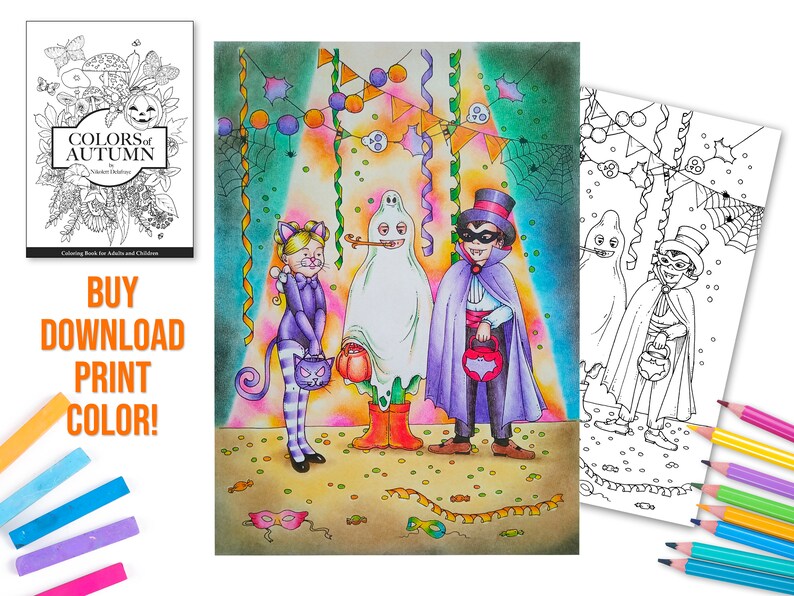 Autumn Coloring Book DIGITAL | Printable Adult Kids Coloring Page ...