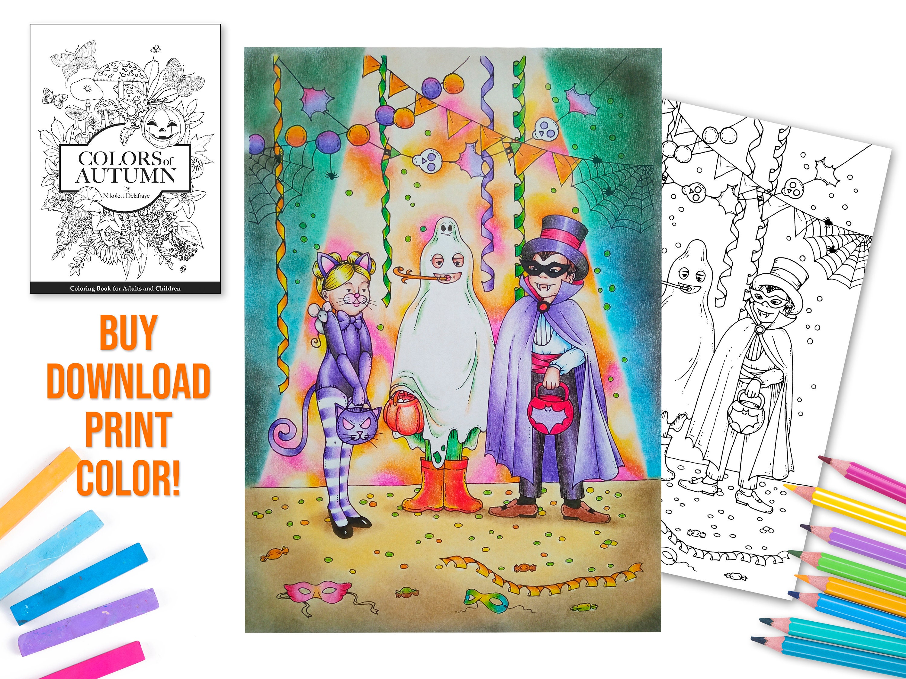 Autumn Coloring Book DIGITAL Printable Adult Kids Coloring - Etsy