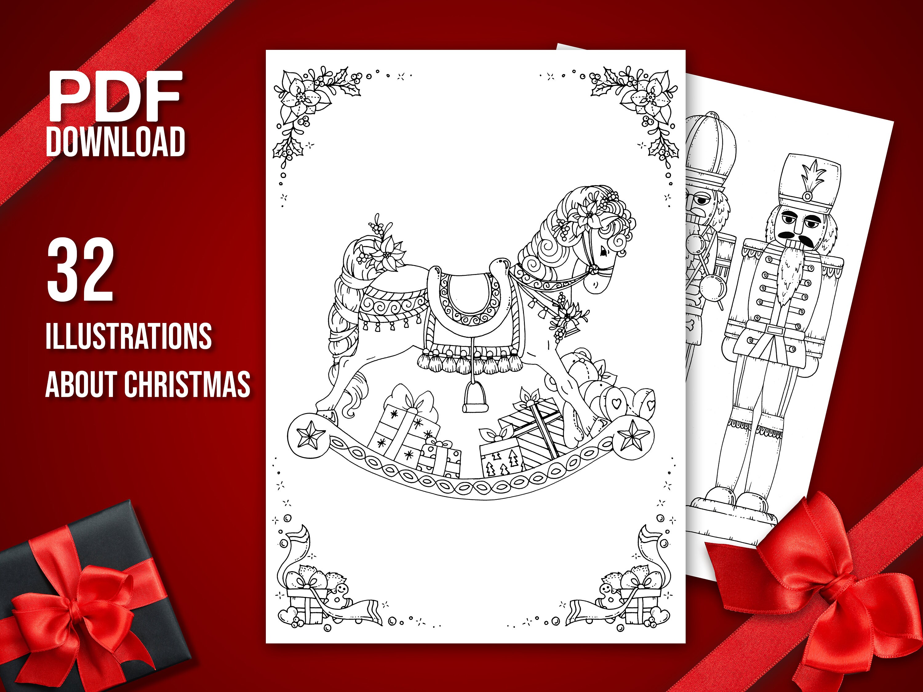 Christmas Coloring Book Digital Coloring Book Download 32 - Etsy