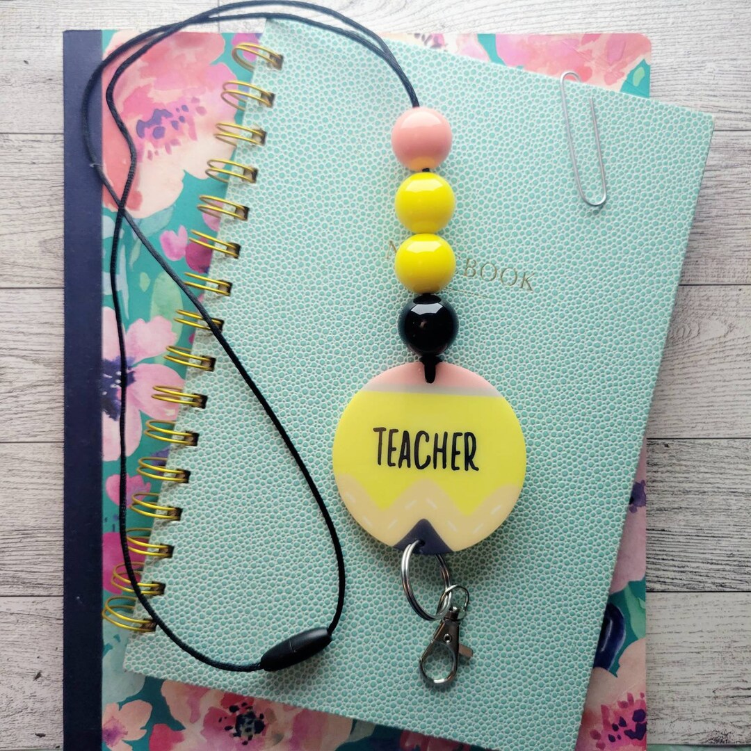 Custom Pencil Teacher Lanyard, Cute Teacher Lanyard, Pencil Themed ...