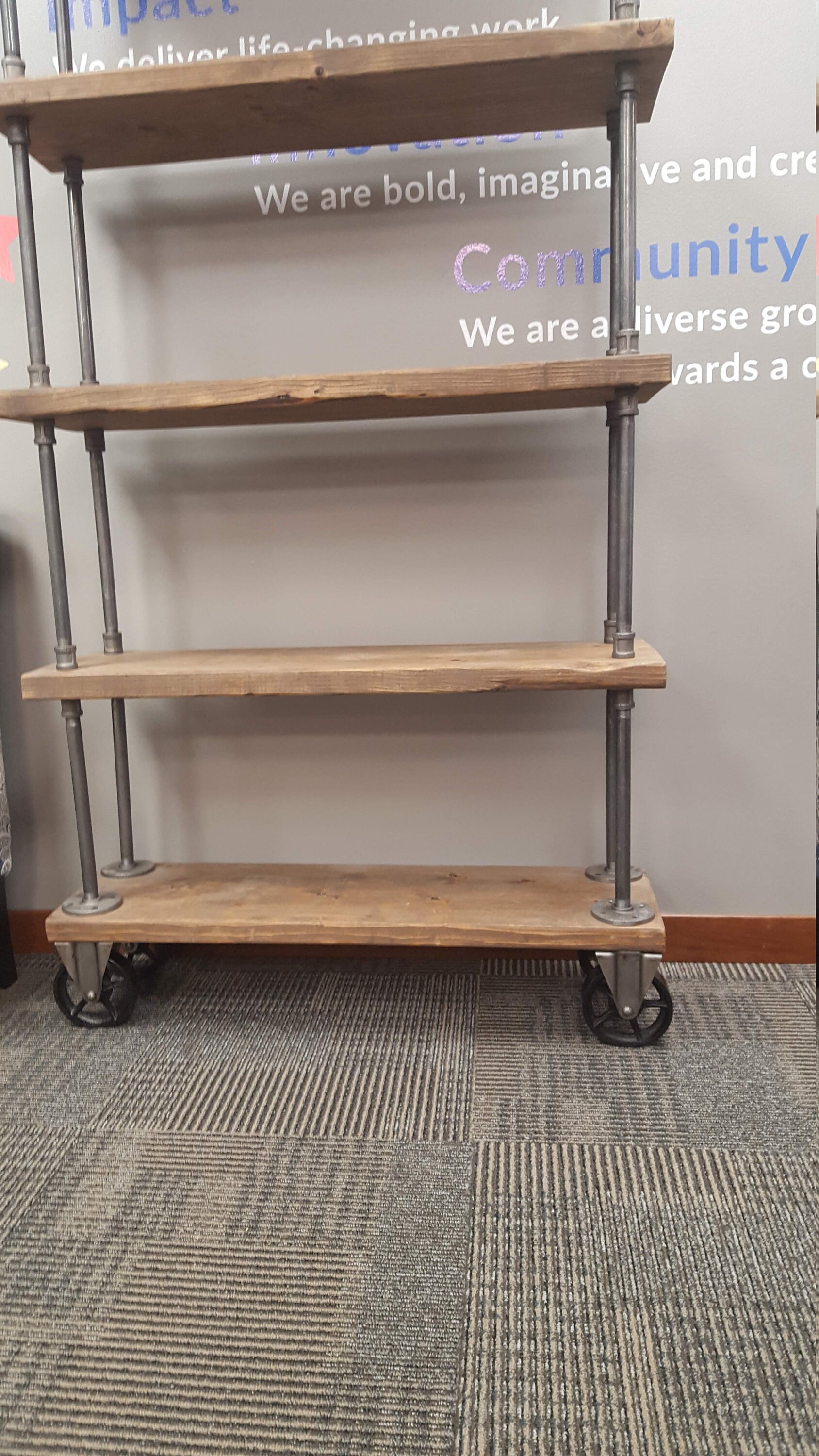 Bookcase With Casters Bookcase on Wheels Rustic Bookcase Wooden Book Shelf Rustic Book Shelf Industrial Furniture Farmhouse Table Etsy