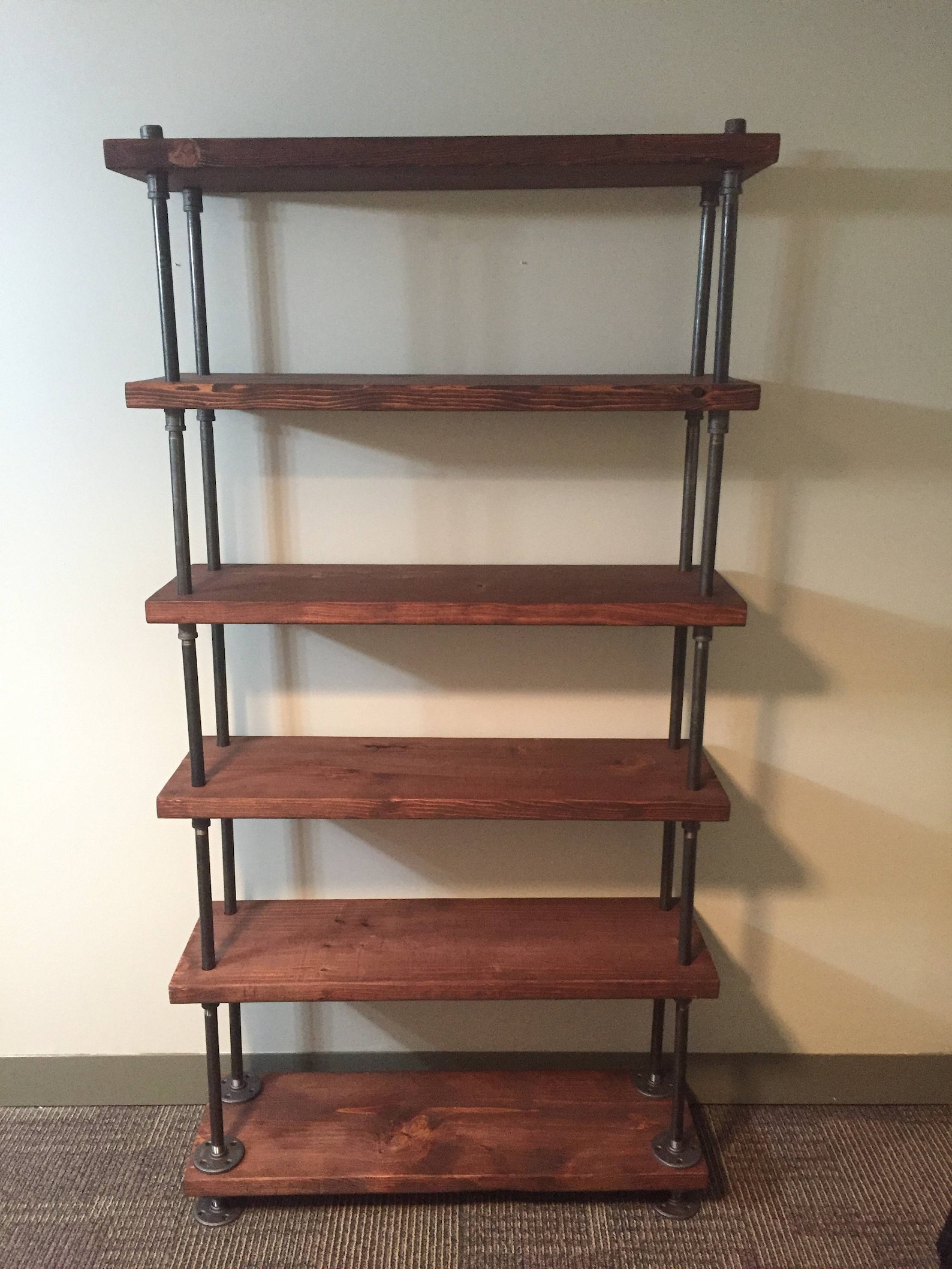 Steampunk Book Shelf, Industrial Bookcase, Wooden Book Case, Wooden ...