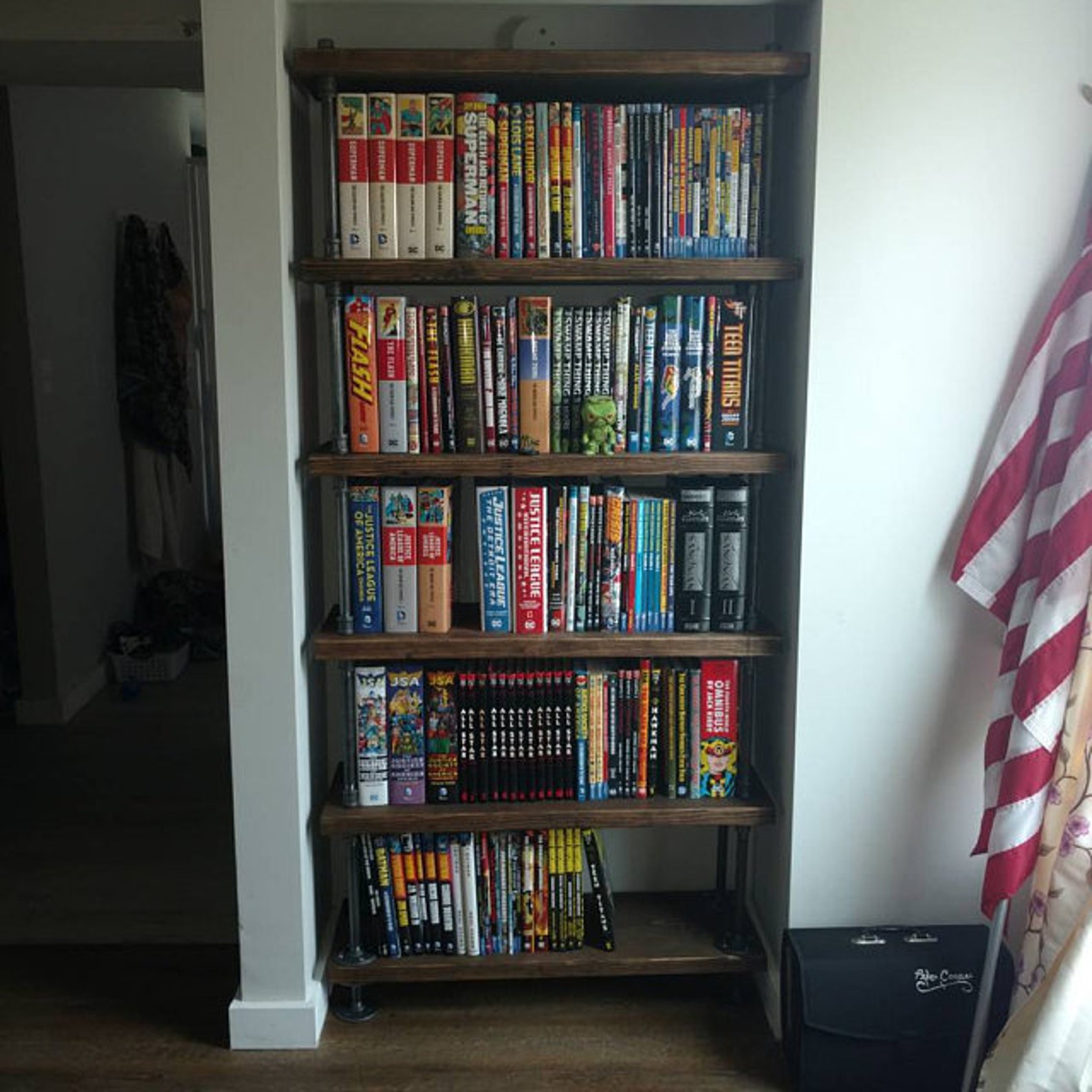 Steampunk Book Shelf, Industrial Bookcase, Wooden Book Case, Wooden ...