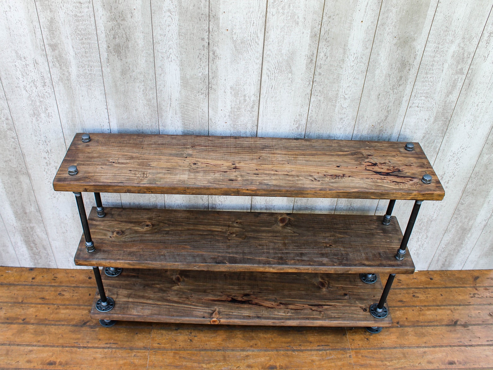 Steampunk Book Shelf, Industrial Bookcase, Wooden Book Case, Wooden ...