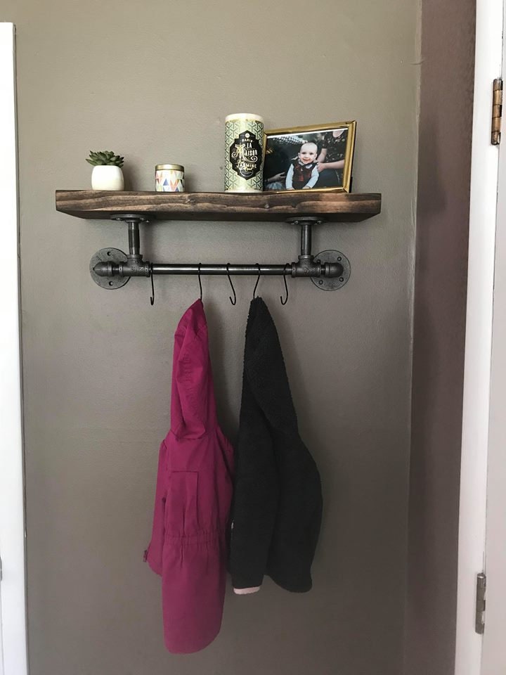 Entryway Pipe Shelf Coat Rack Coat Rack With Shelf | Etsy