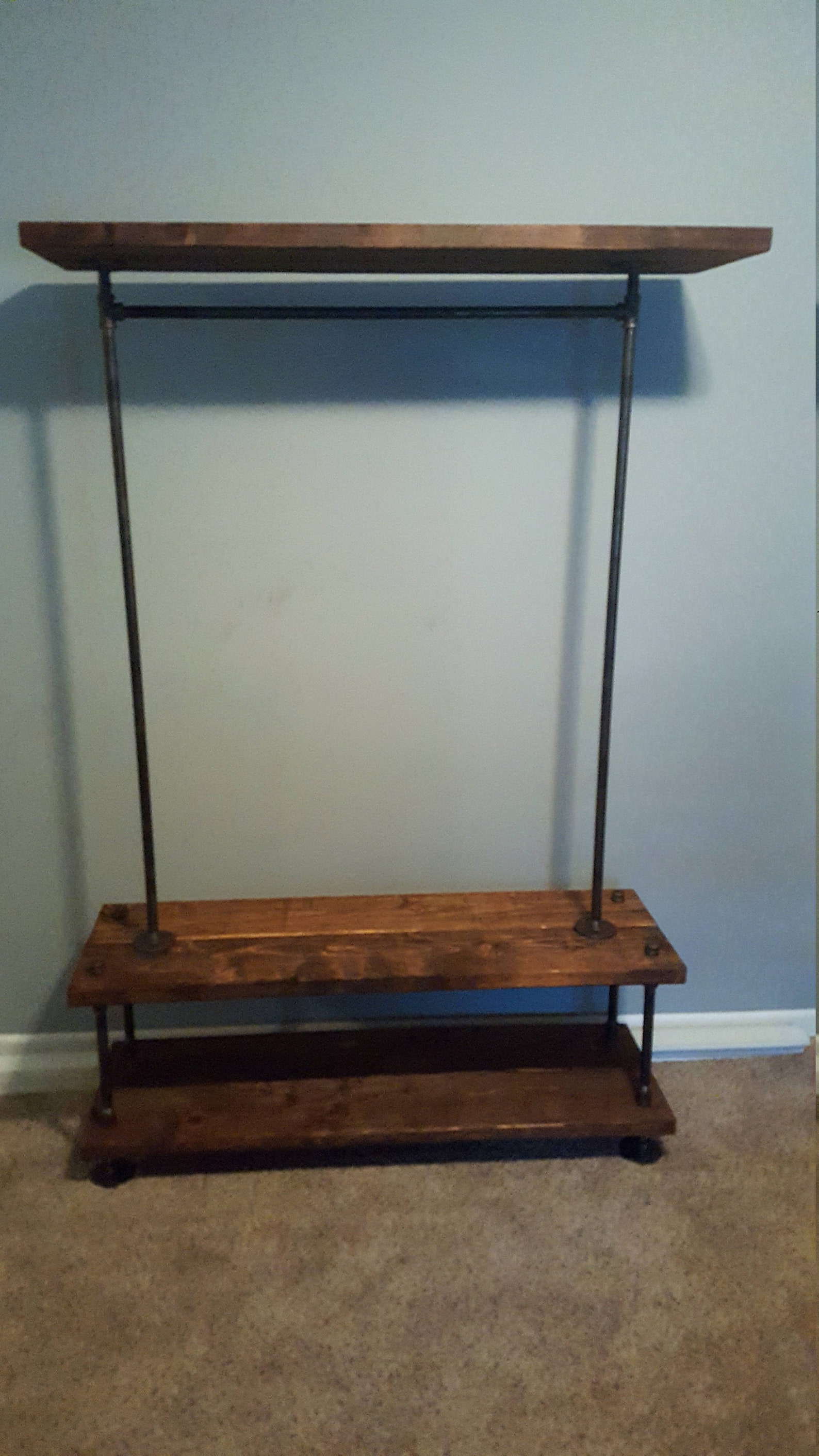 Garment Rack With Bottom Shelf and Top Shelf. Industrial | Etsy