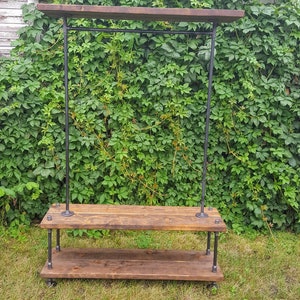 Garment Rack With Bottom Shelf and Top Shelf. Industrial Clothing Rack ...