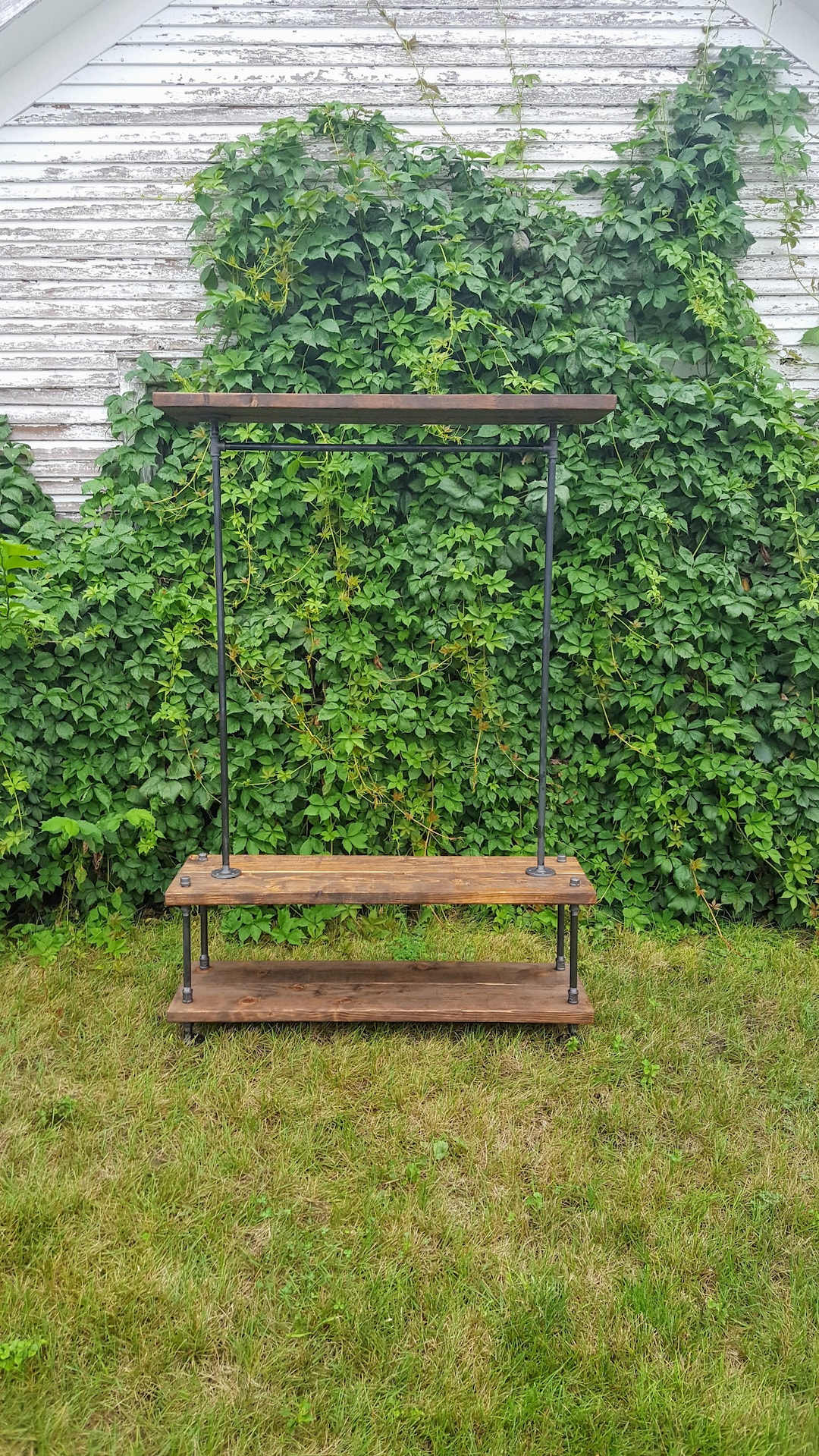 Garment Rack With Bottom Shelf and Top Shelf. Industrial Clothing Rack ...