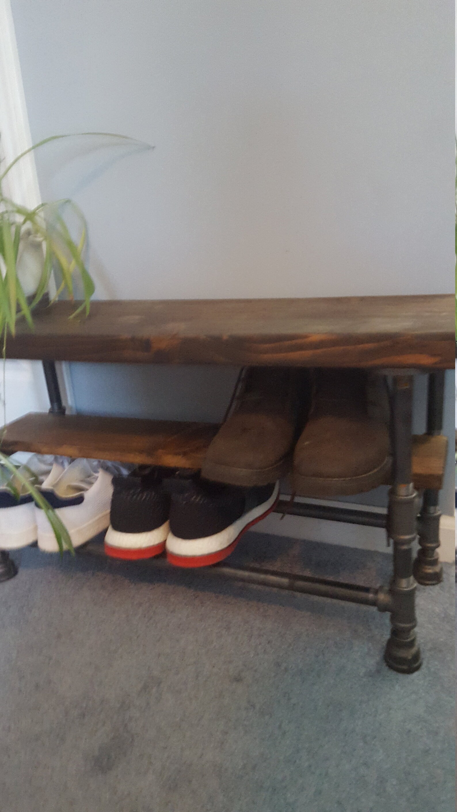 Shoe Storage Bench, Industrial Entryway Bench With Shoe Storage, Entry ...