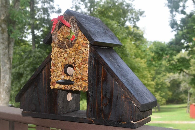 Rustic Barn Birdhouse Multi-family Birdhouse Stone Covered With ...