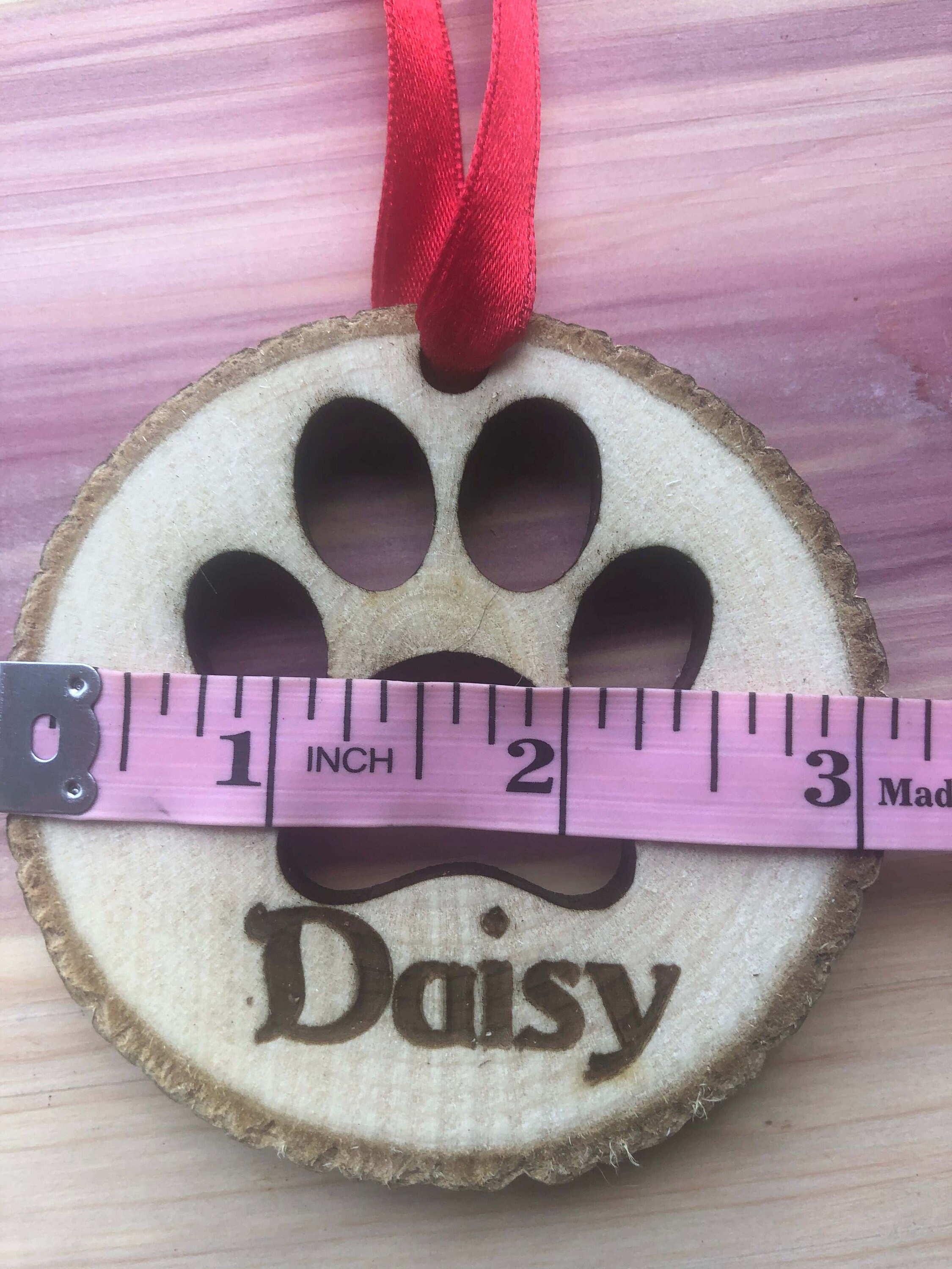 Personalized Engraved Poplar Wood With Bark Paw Print Heart Love Dog - Etsy