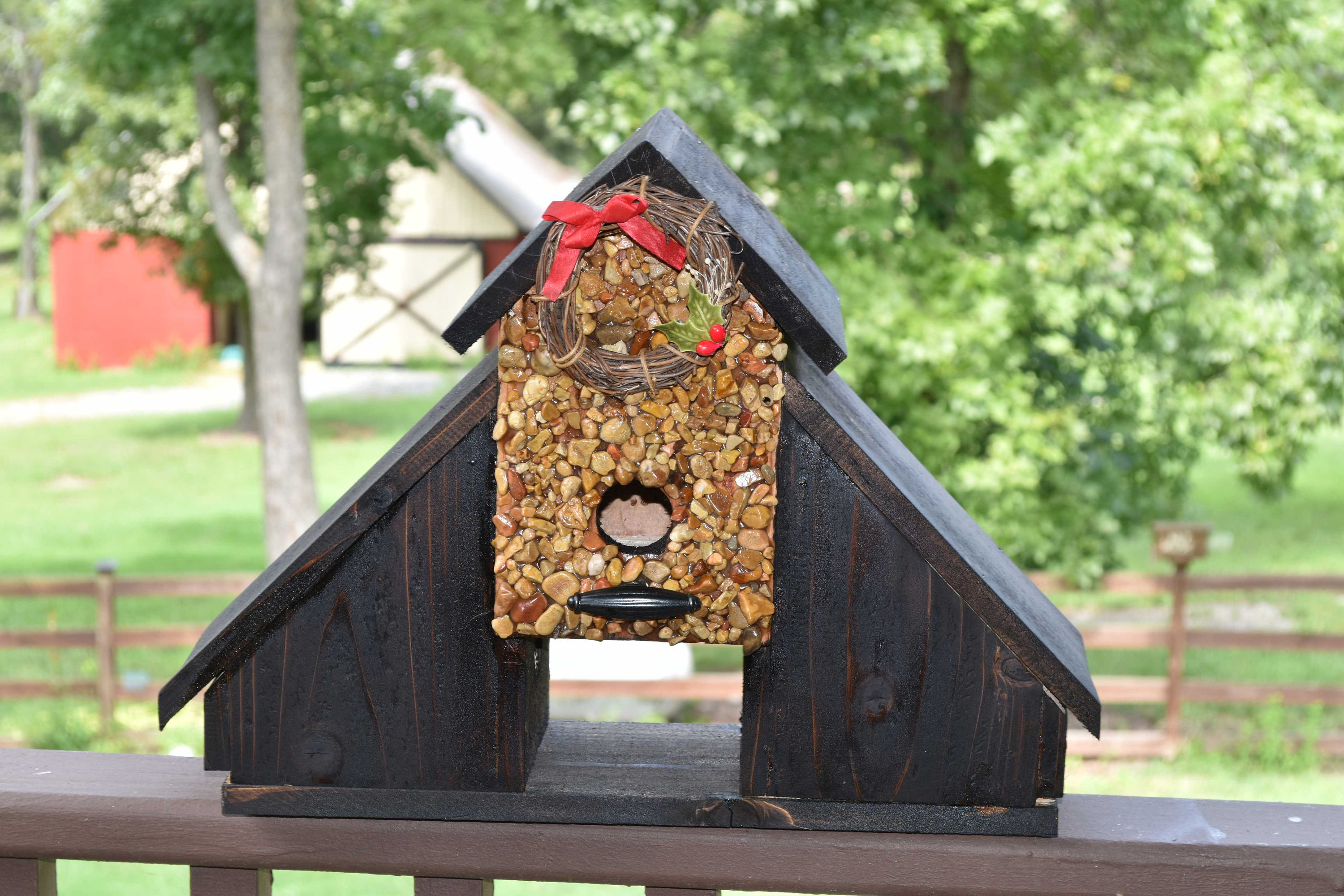 Rustic Barn Birdhouse Multi-family Birdhouse Stone Covered With ...