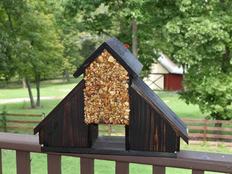 Rustic Barn Birdhouse Multi-family Birdhouse Stone Covered With ...