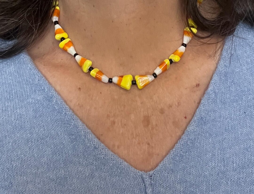 Halloween Candy Corn Beaded Choker Necklace - Etsy