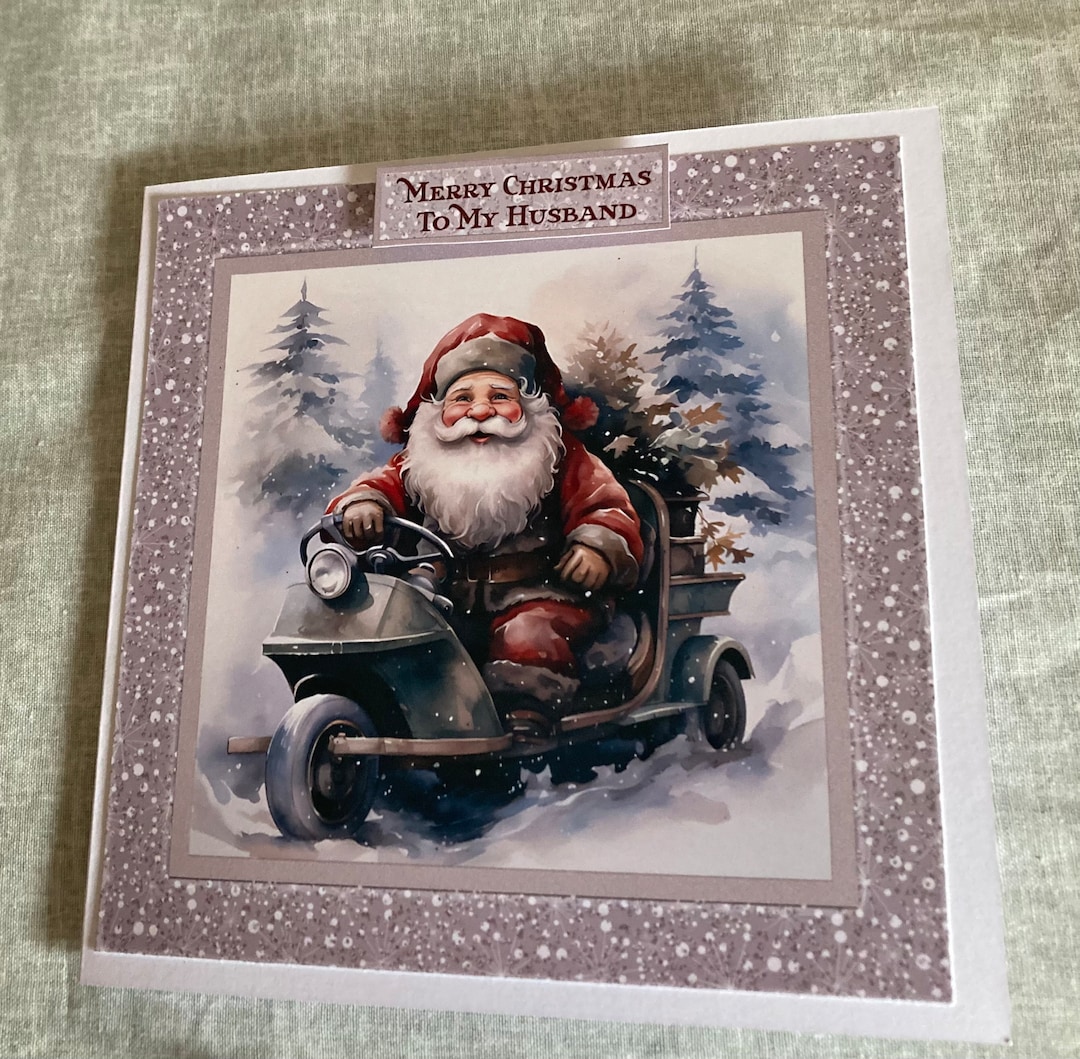 Santa on Motorcycle Christmas Card, Personalised, - Etsy