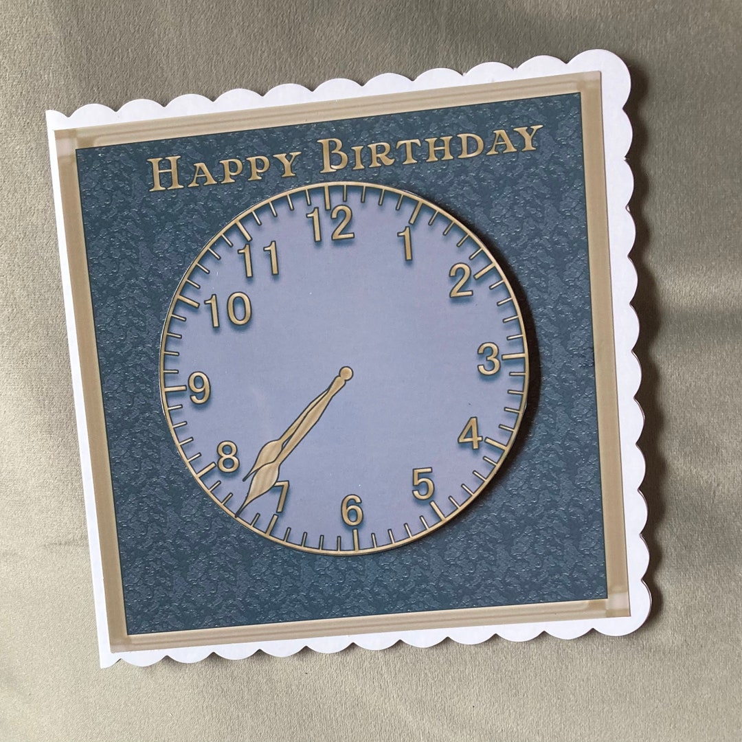 Movable Time Clock Birthday Card, Personalise, Hand Made in the UK - Etsy